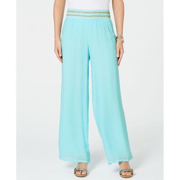 JM Collection | Jeans | Jm Collection Metallic Detail Wide Leg Gauze ...